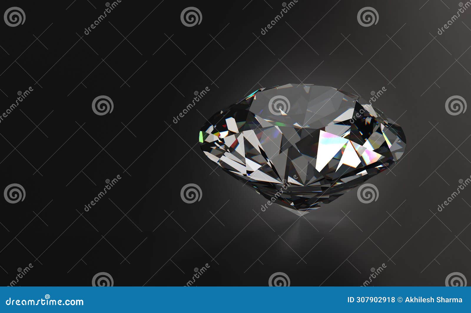 Beautiful Shiny Diamond on Black Background - 3D Illustration Render ...
