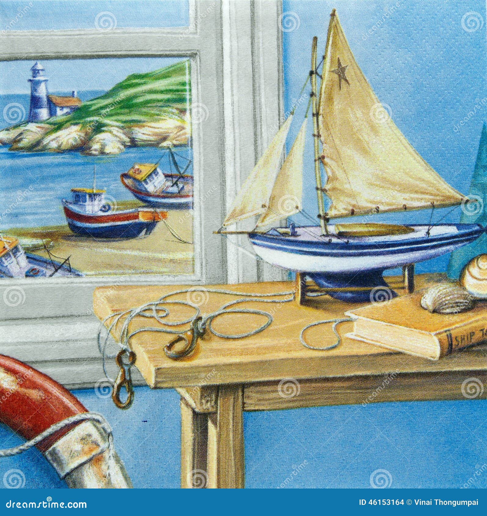 Beautiful Ship Model On Light Blue Background Royalty-Free Stock Photo ...