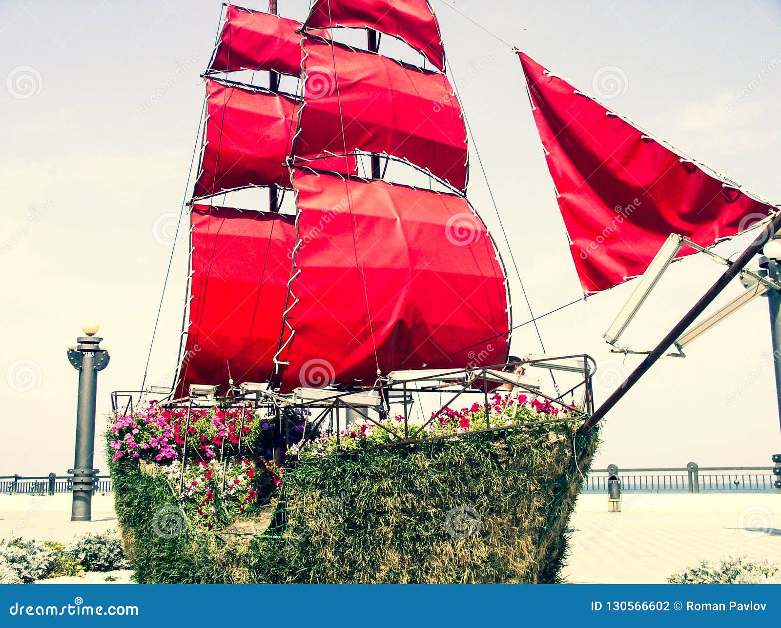 Beautiful Ship with Scarlet Sails Stock Photo - Image of sailboat ...