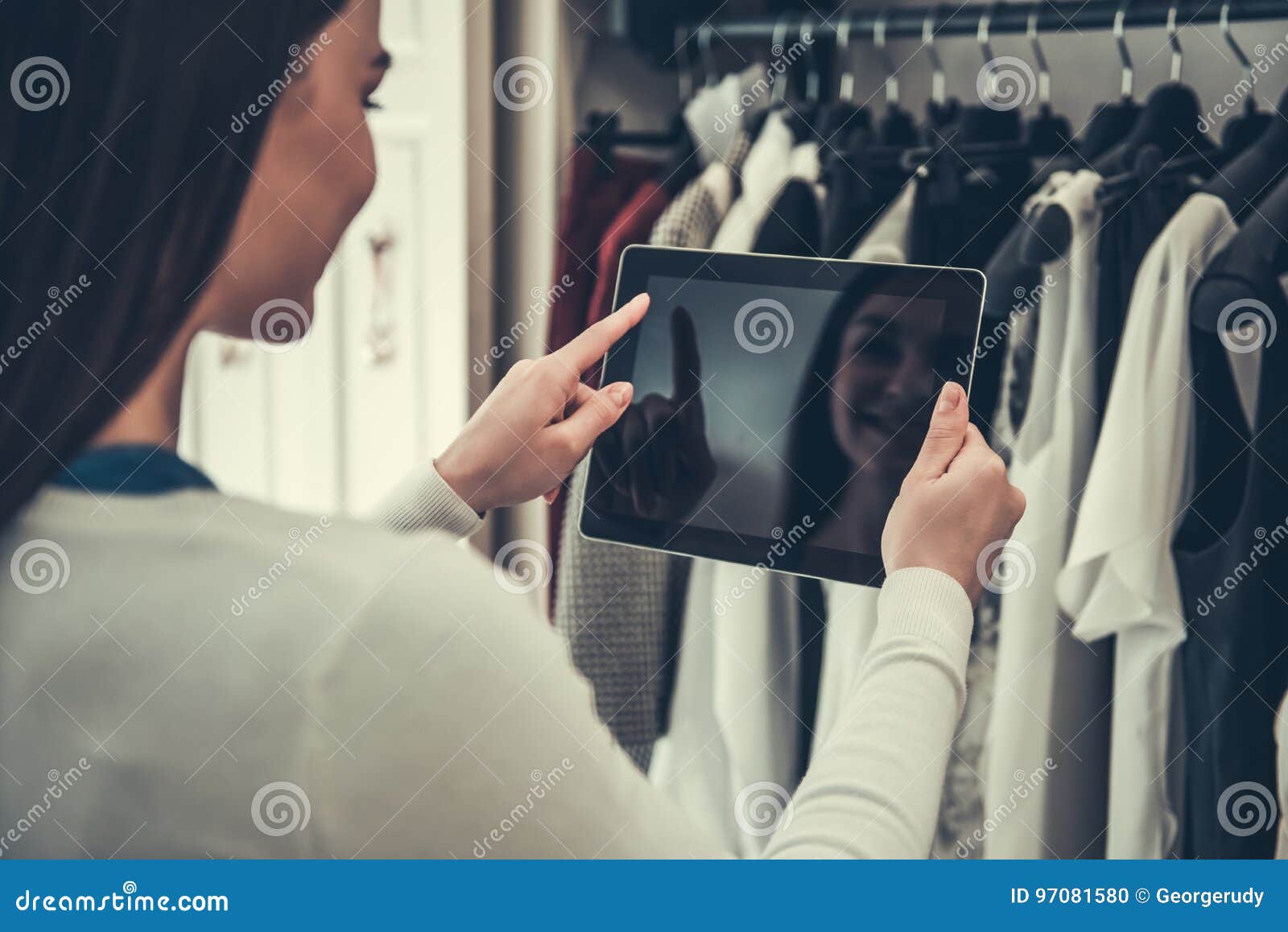 Beautiful shop assistant stock photo. Image of consumerism - 97081580