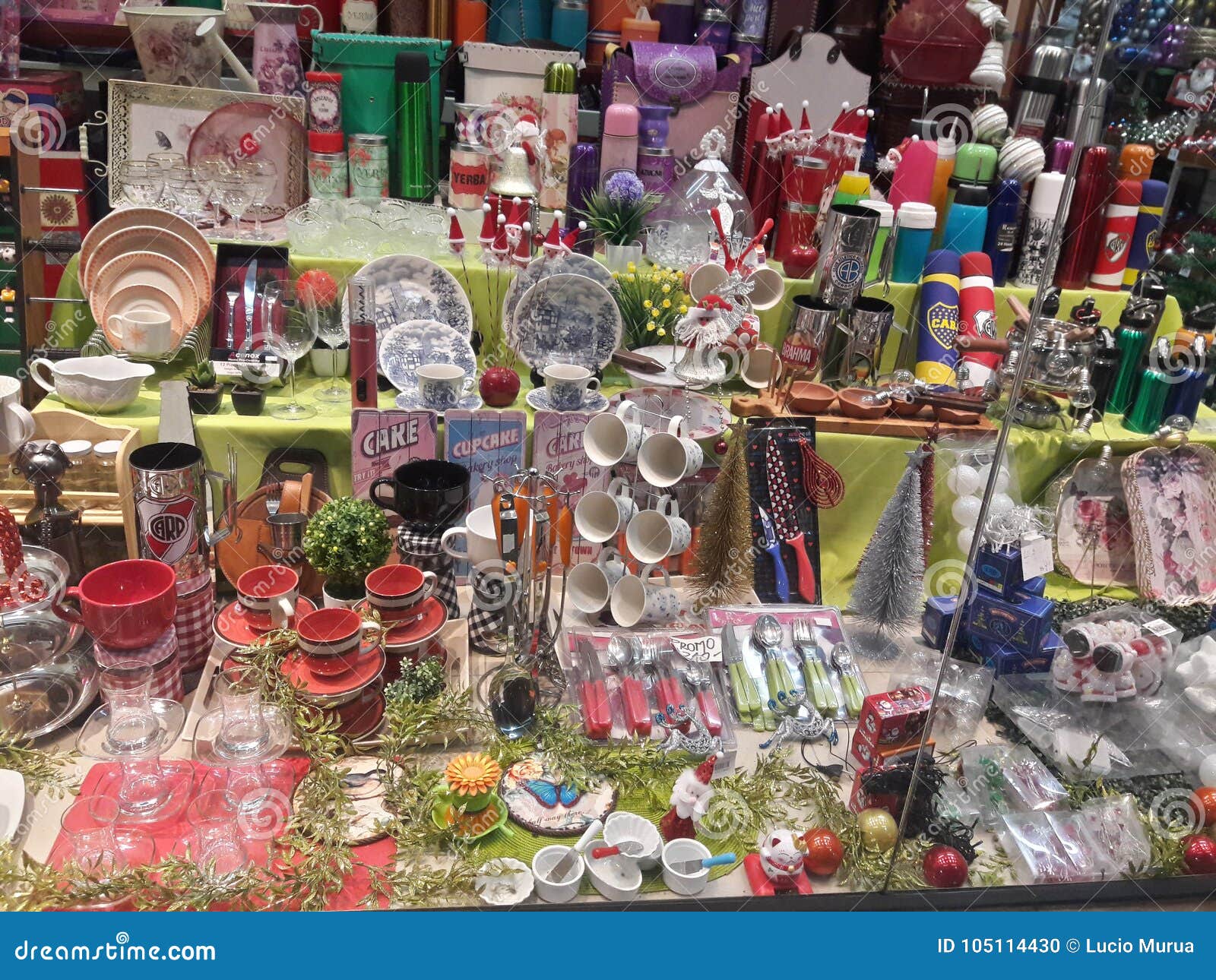 1 Beautiful Shop Window with Christmas Decorations and Bazaar Editorial ...