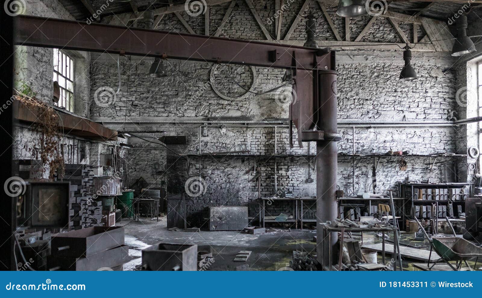 Beautiful Shot of an Abandoned Messy Warehouse Stock Image - Image of ...