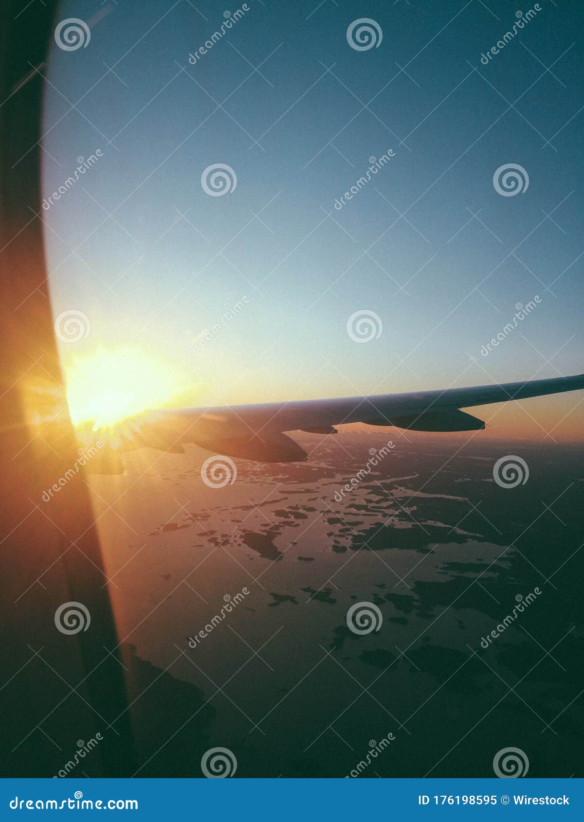 Beautiful Shot of an Airplane Wing through the Window with the Bright ...