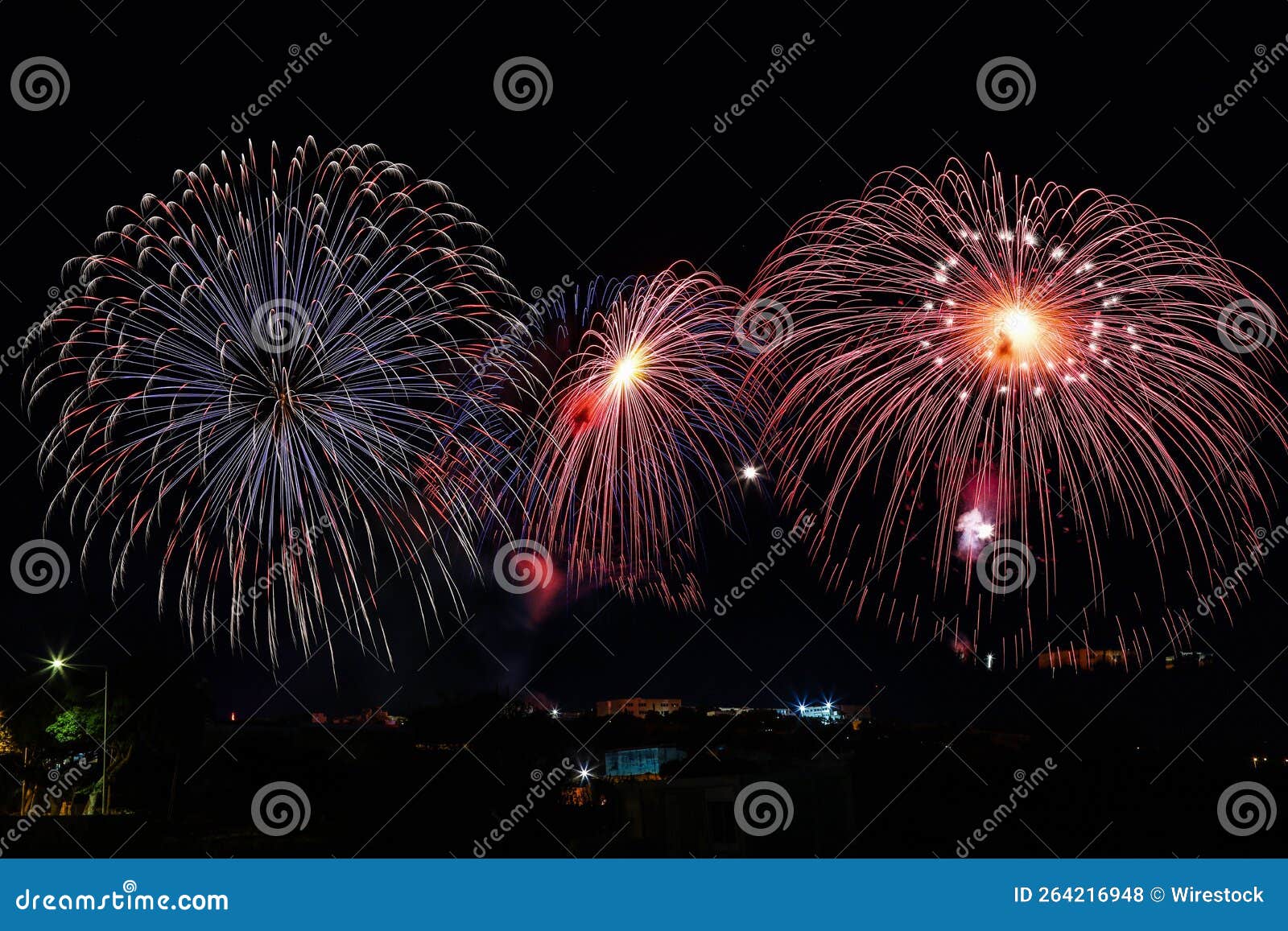 Beautiful Shot of Bright Fireworks at Night Stock Photo - Image of ...