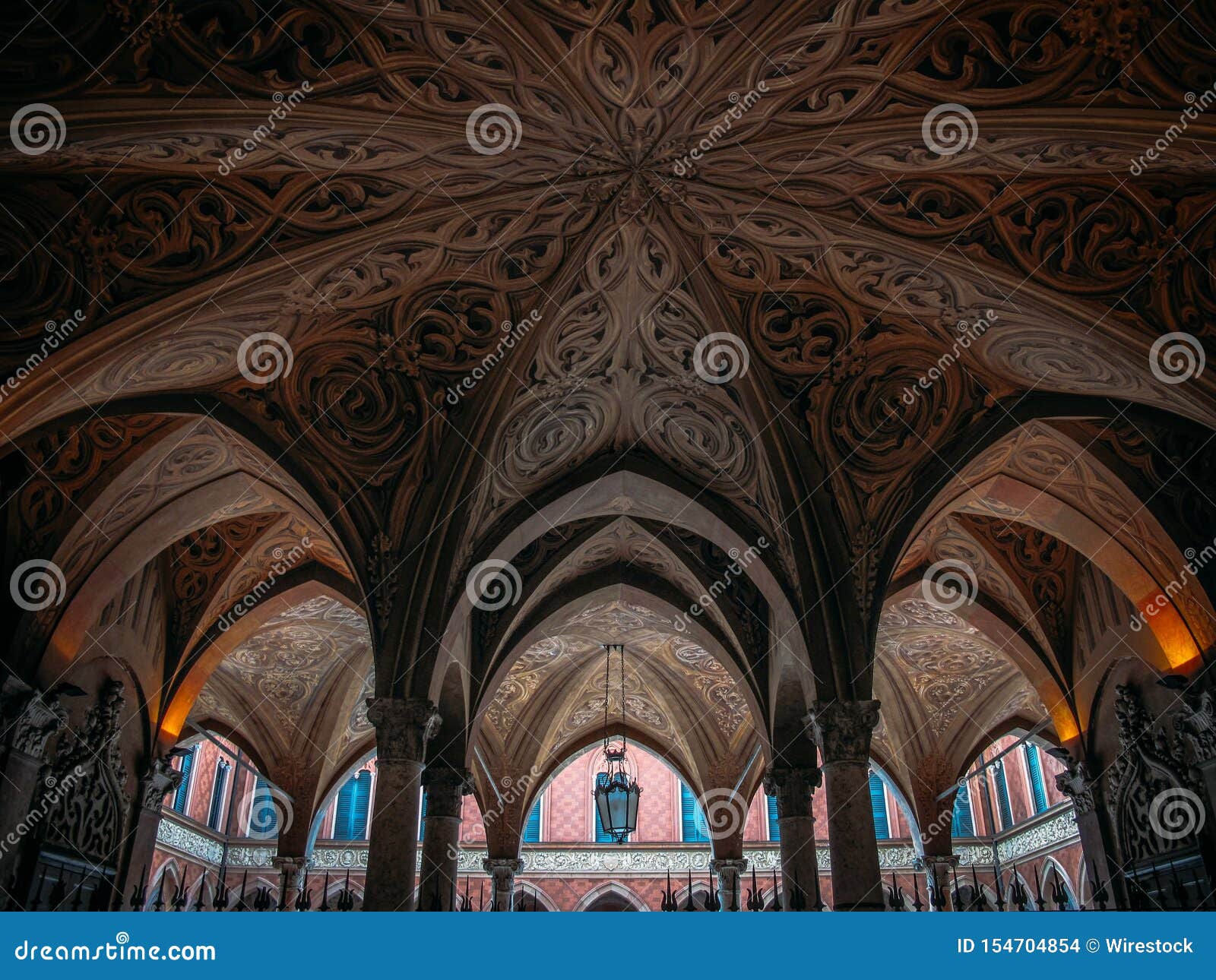 Beautiful Shot of Ceiling with Patterns and Pillars Stock Photo - Image ...