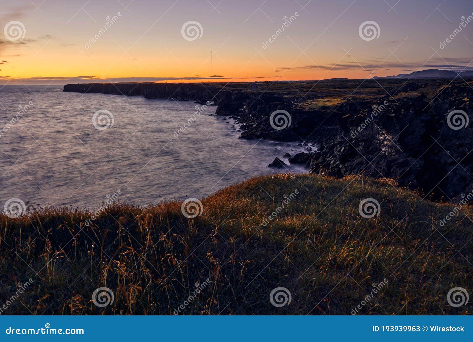 Beautiful Shot of Coastal Cliffs at Sunset Stock Image - Image of coast ...