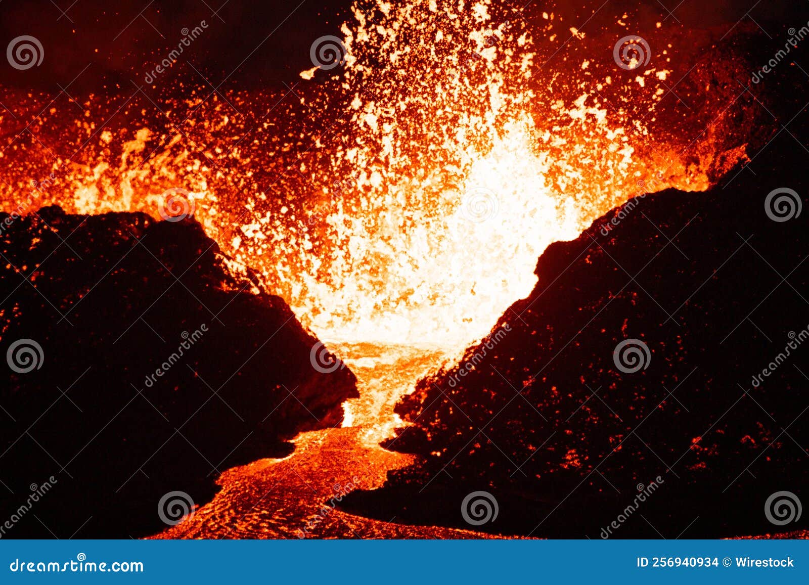 Beautiful Shot of Exploding Red Molten Lava Magma after the Meradalir ...