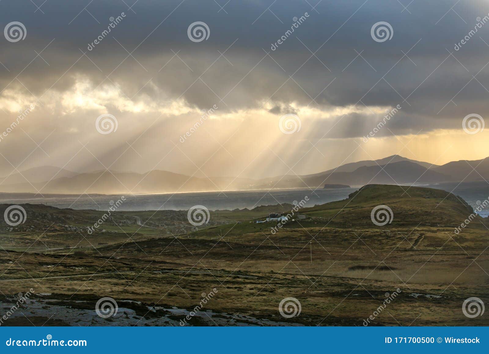 Beautiful Shot of the Fields and Mountains with Sun Rays Shining ...