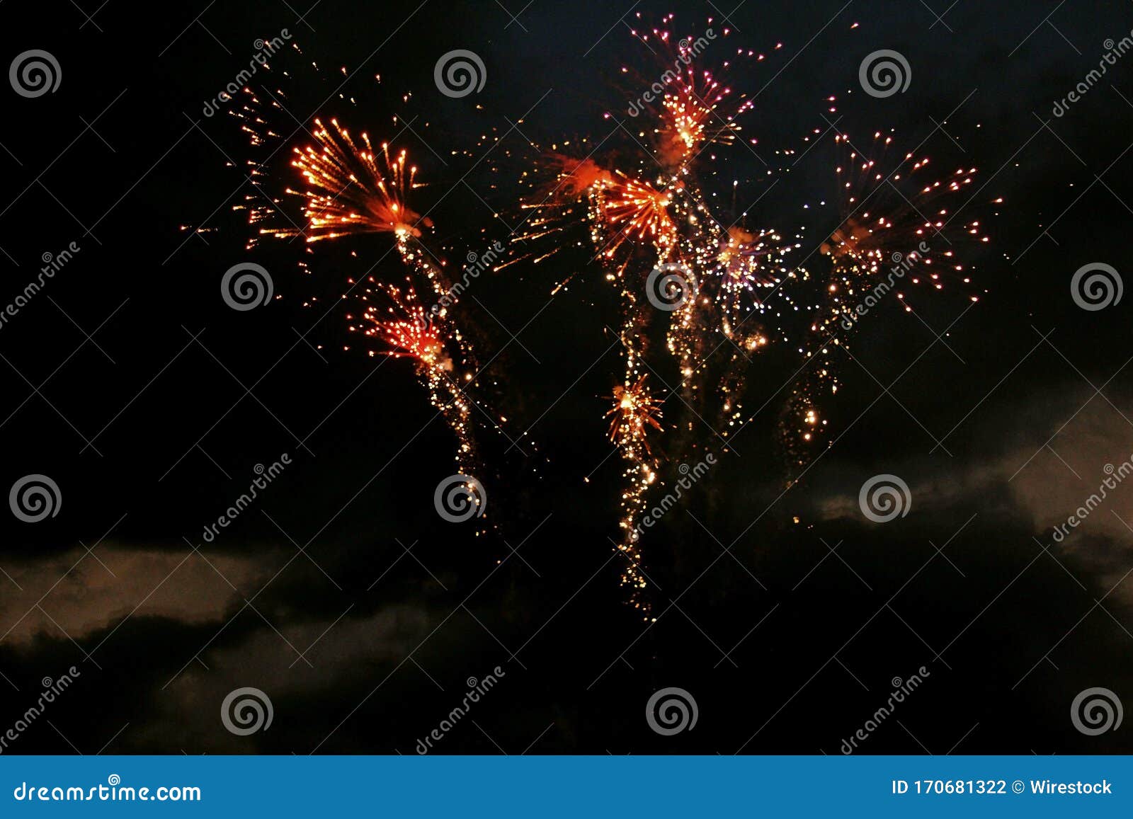 Beautiful Shot of Fireworks Display in a Clear Night Sky Stock Photo ...