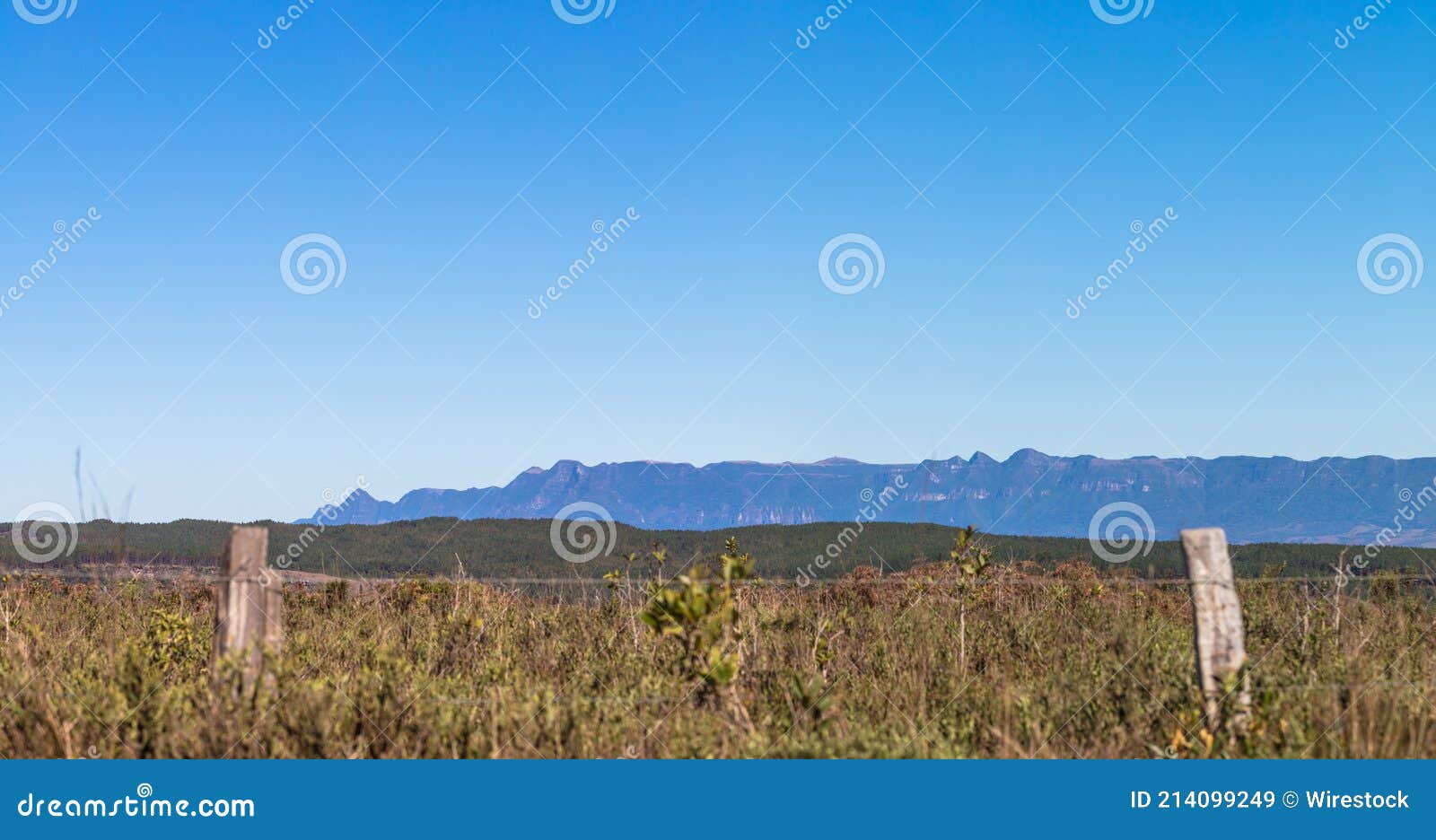 Beautiful Shot of a Grass Field Surrounded by Mountains in Brazil Stock ...