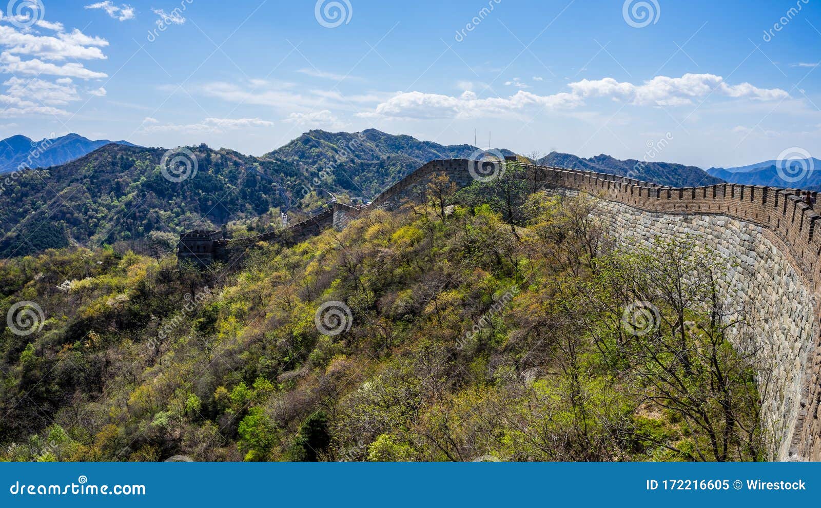 Beautiful Shot of the Great Wall of China Under a Blue Sky Stock Image ...