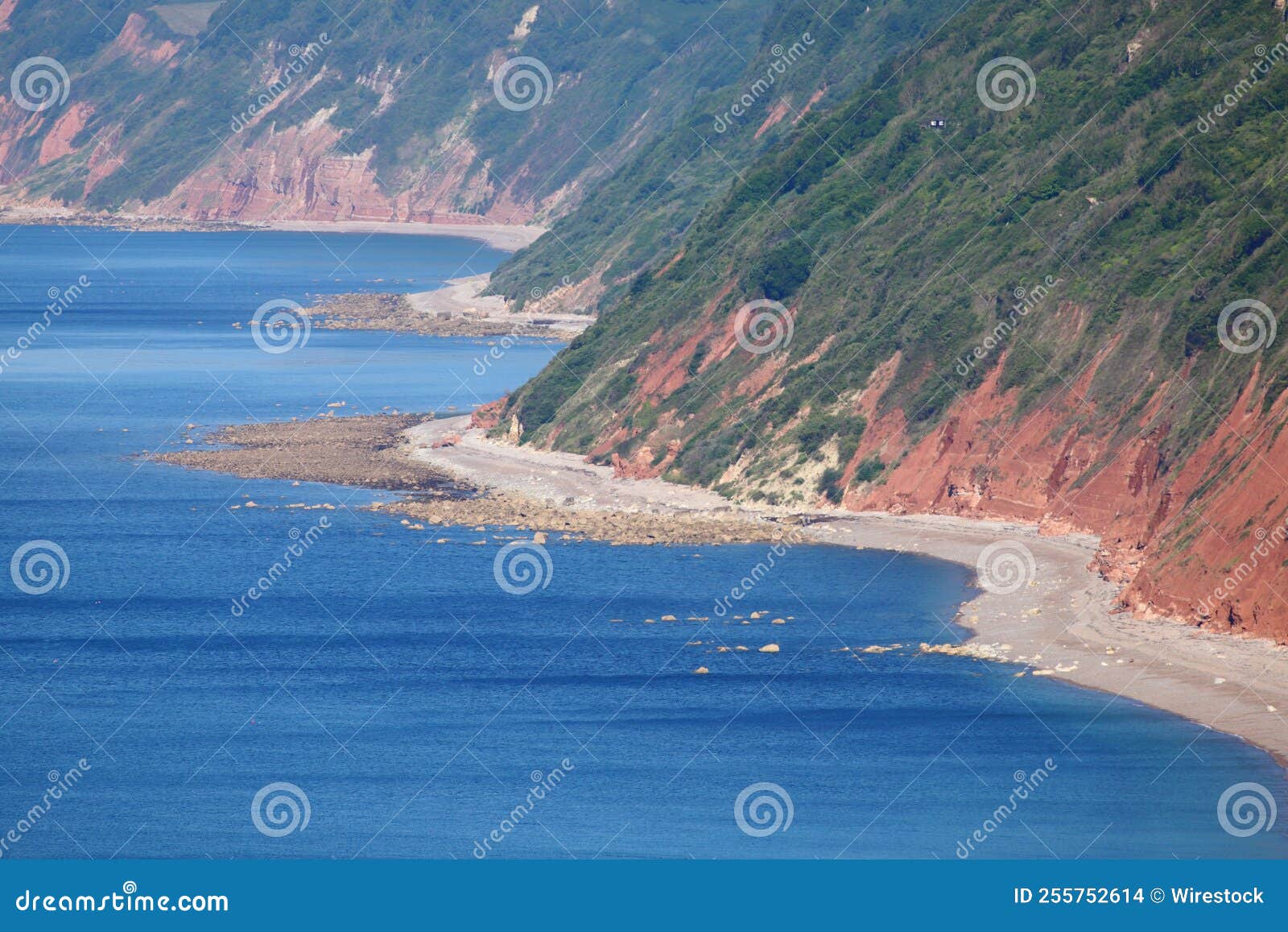 Beautiful Shot of the Jurassic Beach Coast with Hills in Devon, England ...