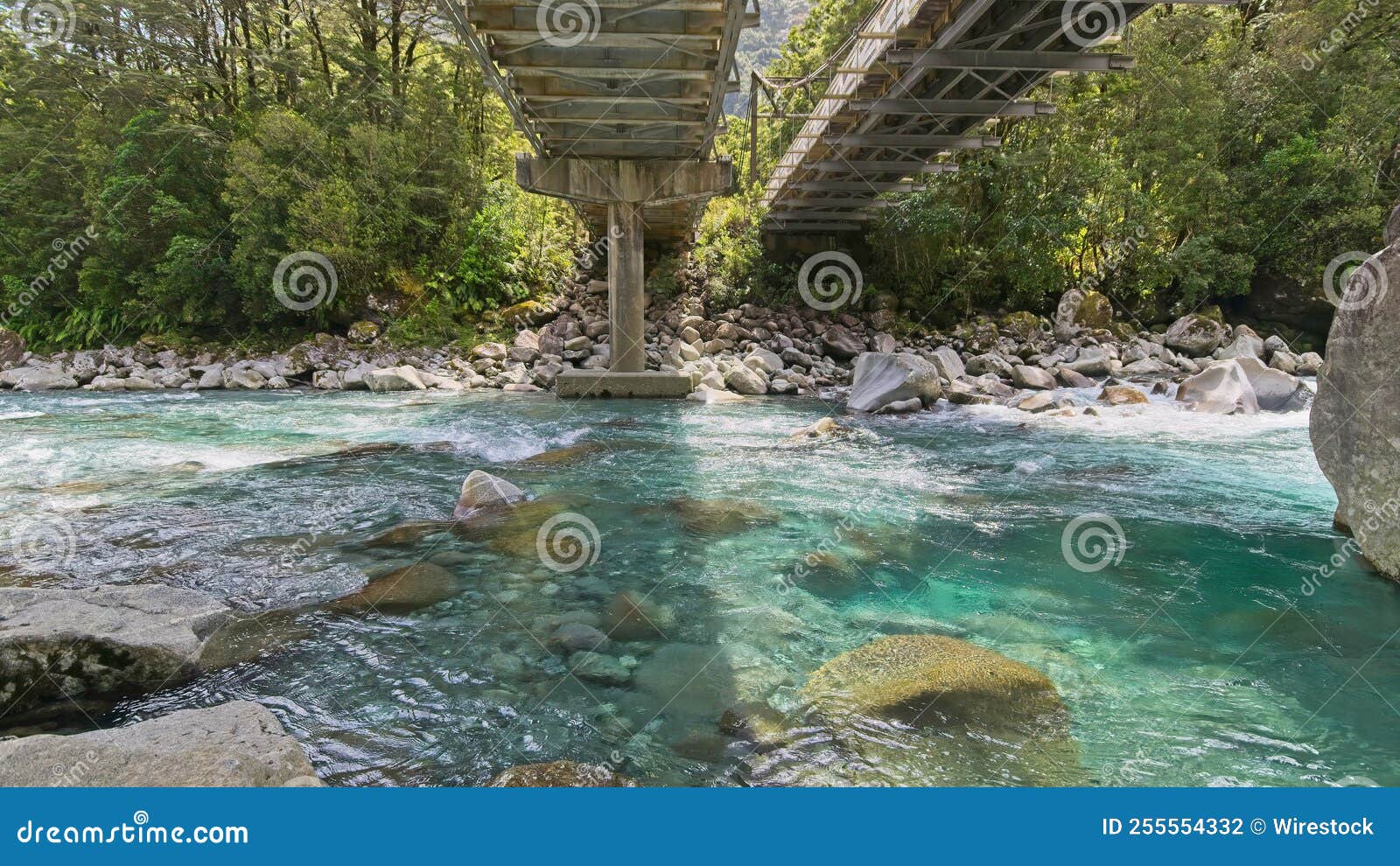 Beautiful Shot of a Lake with Rocks Under Bridges Stock Photo - Image ...