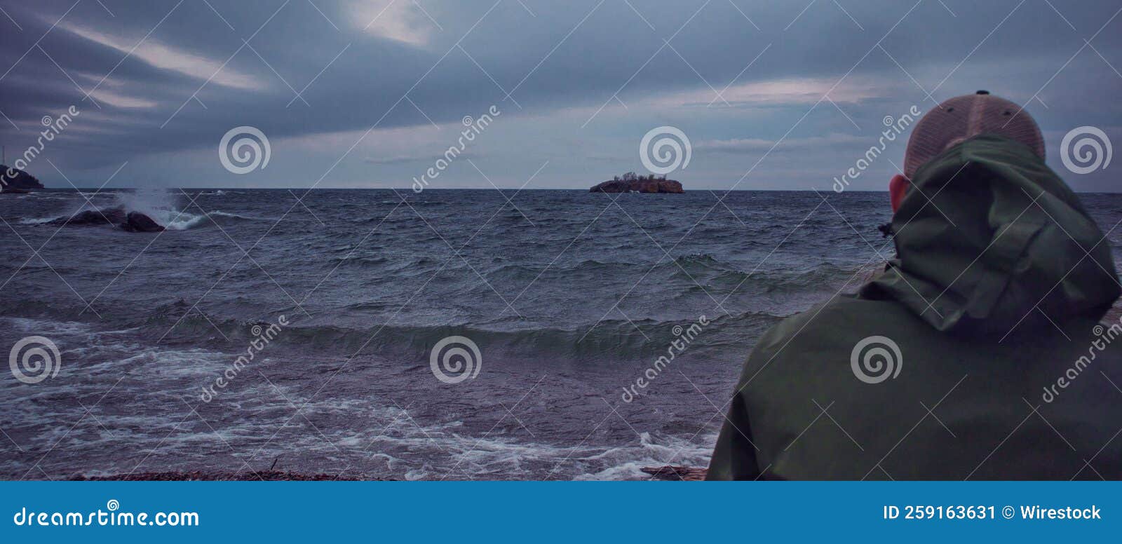 Beautiful Shot of a Man Staring at the Lake Under the Sky Stock Image ...