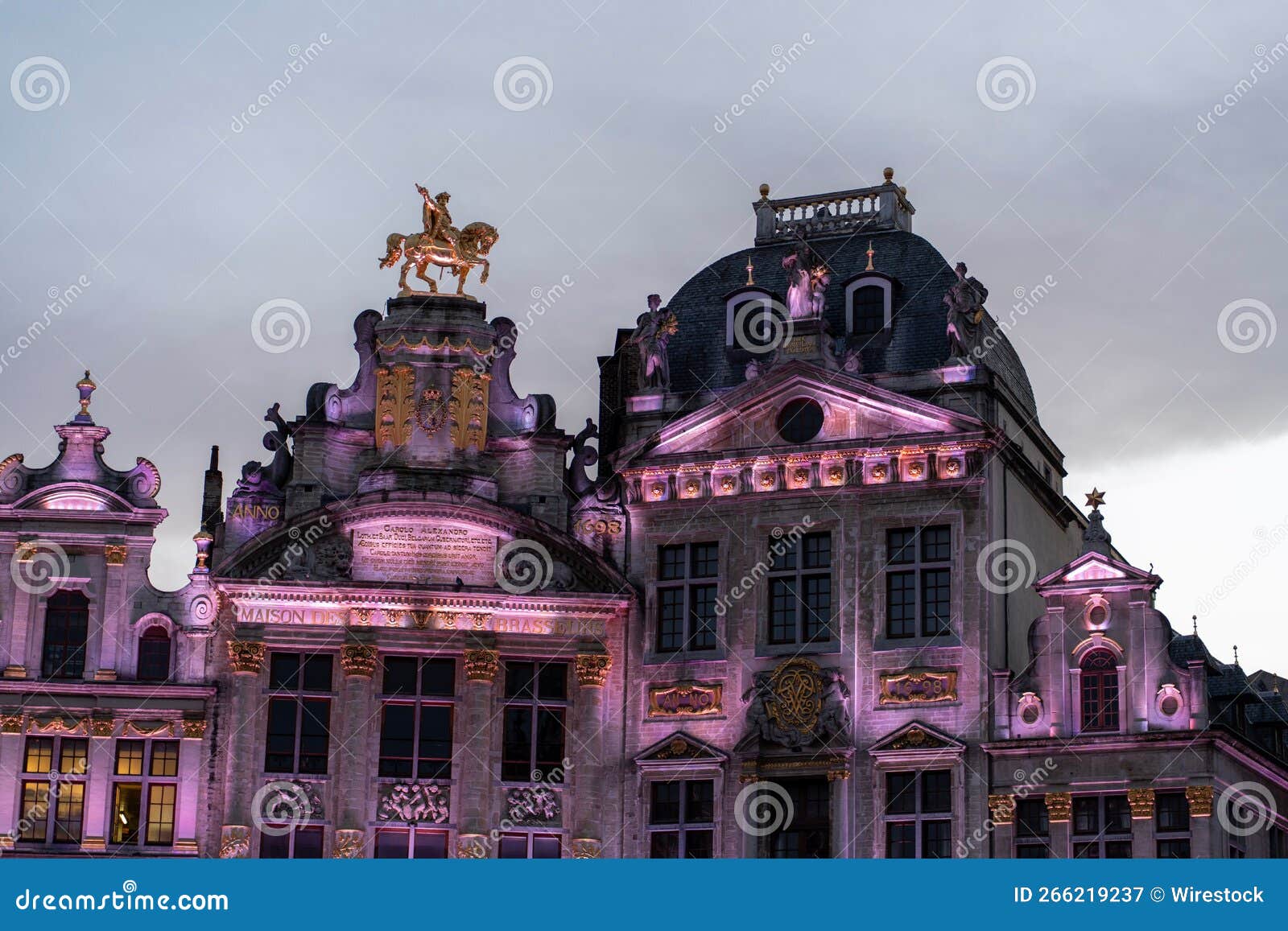 Beautiful Shot of a Medieval Building Illuminated with Pink Lights ...
