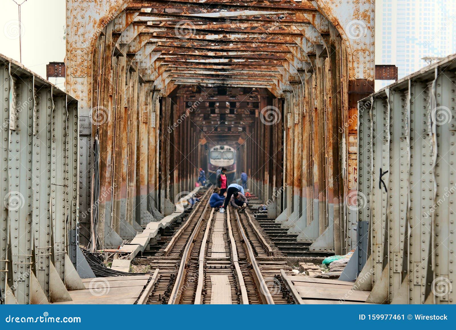 Beautiful Shot of People Working on a Train Track Stock Image - Image ...