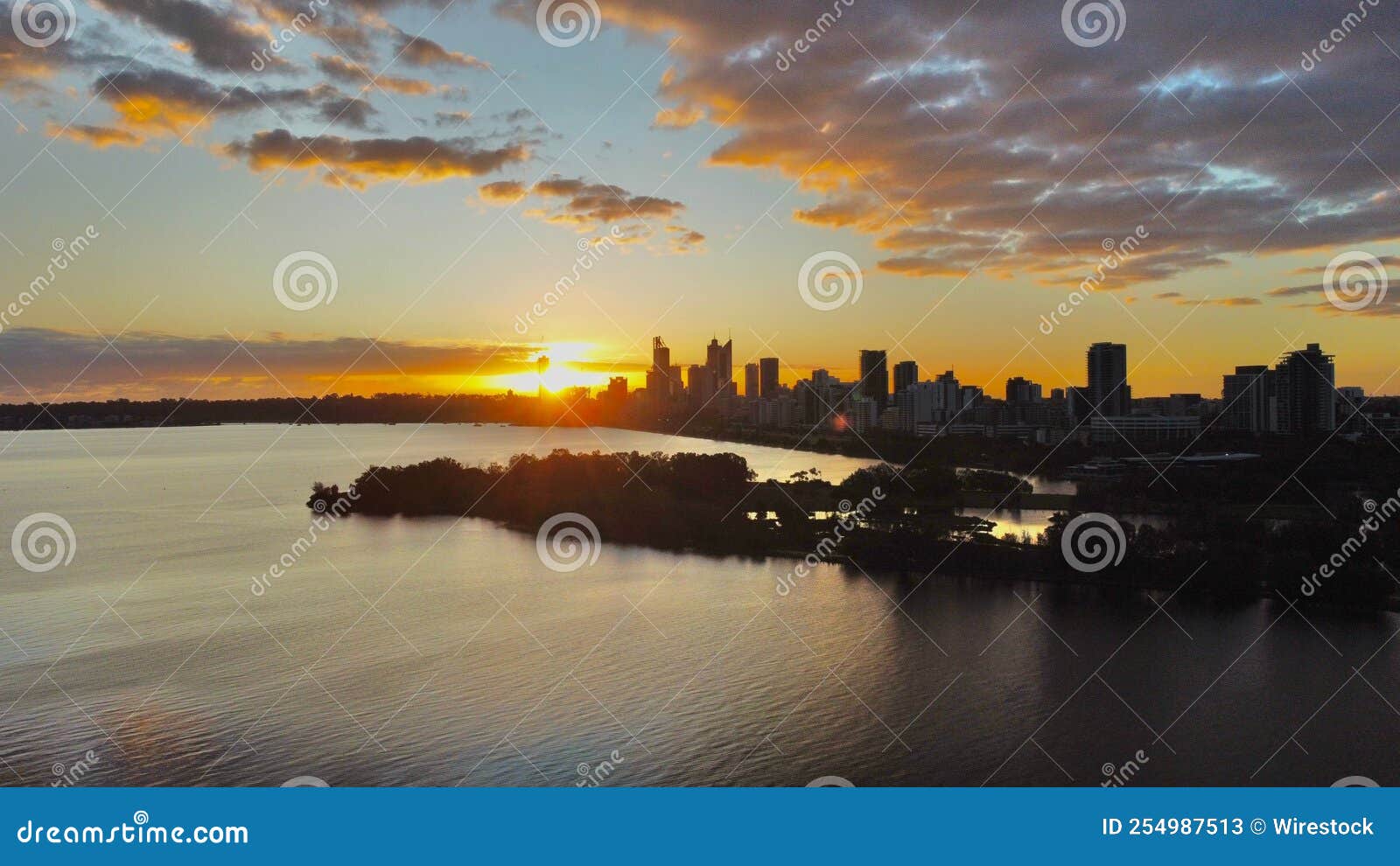 Beautiful Shot of the Perth City Skyline at Sunset Stock Image - Image ...
