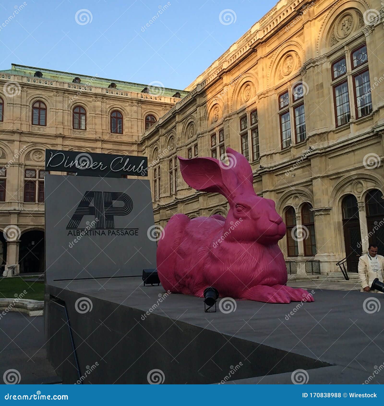 Beautiful Shot of a Pink Rabbit Statue in Front of Vienna State Opera ...