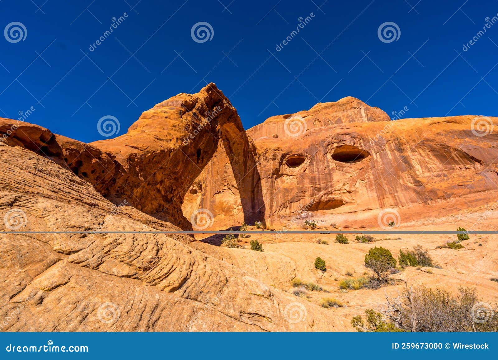 Beautiful Shot of Rocky Formations of Arch Canyon Under Blue Sky Stock ...