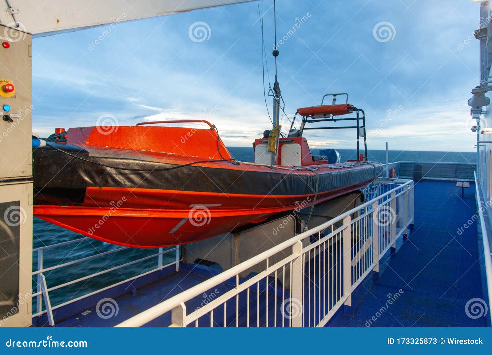 Beautiful Shot of a Speedboat on the Board of the Ferry in the Ocean ...