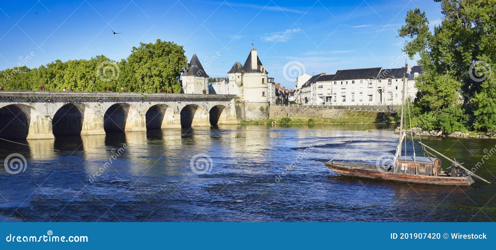 Beautiful Shot of Vienne River and Henry IV Bridge in Chatellerault ...