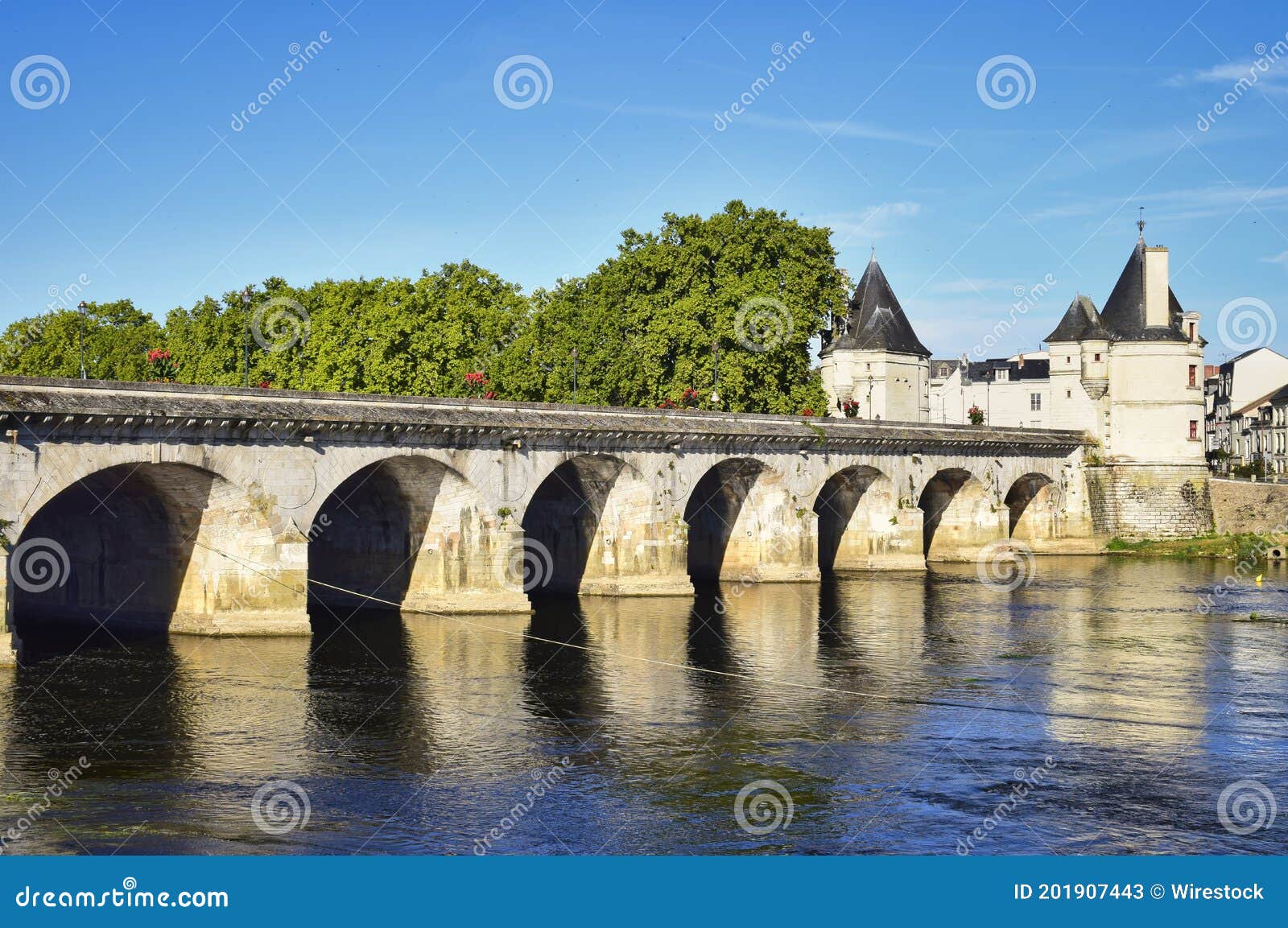 Beautiful Shot of Vienne River and Henry IV Bridge in Chatellerault ...