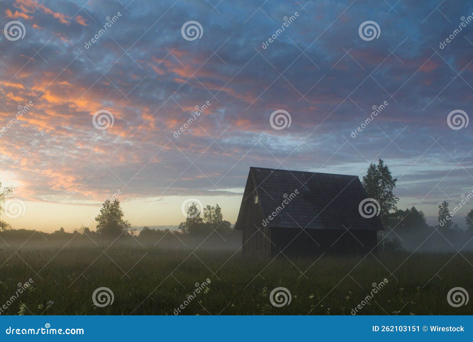 Beautiful Shot of a Wooden Cabin in the Field Stock Image - Image of ...