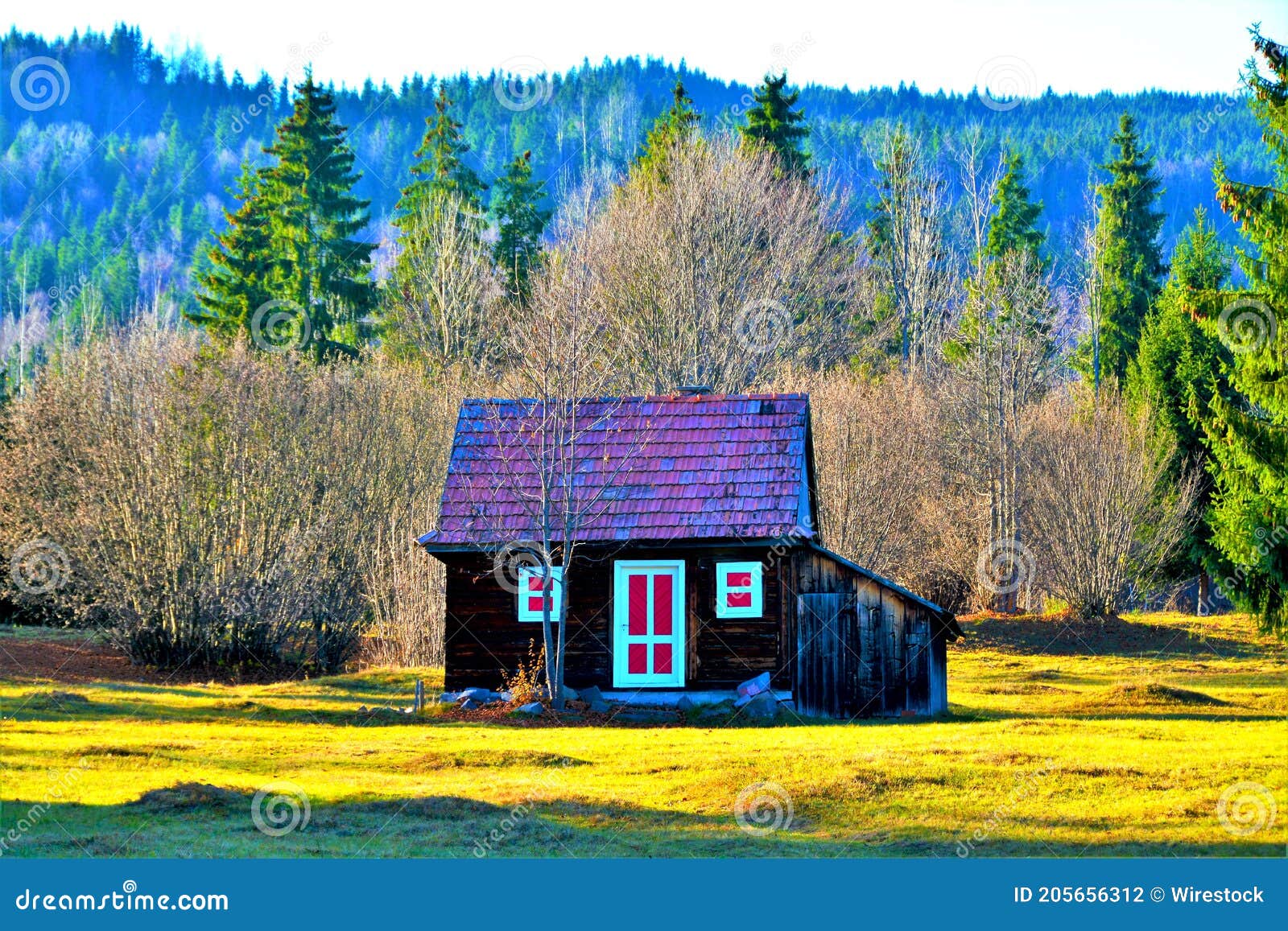 Beautiful Shot of a Wooden Cabin in the Fields Stock Photo - Image of ...