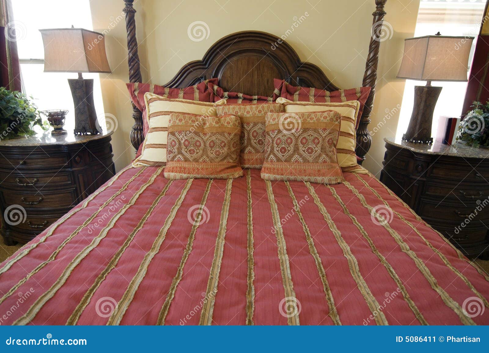 Beautiful Showcase Bedroom Interior Stock Image - Image of relax, duvet ...