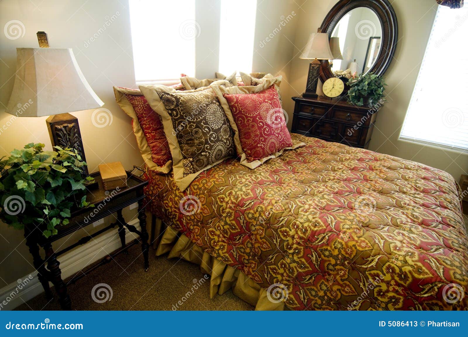 Beautiful Showcase Bedroom Interior Stock Image - Image of comfort ...