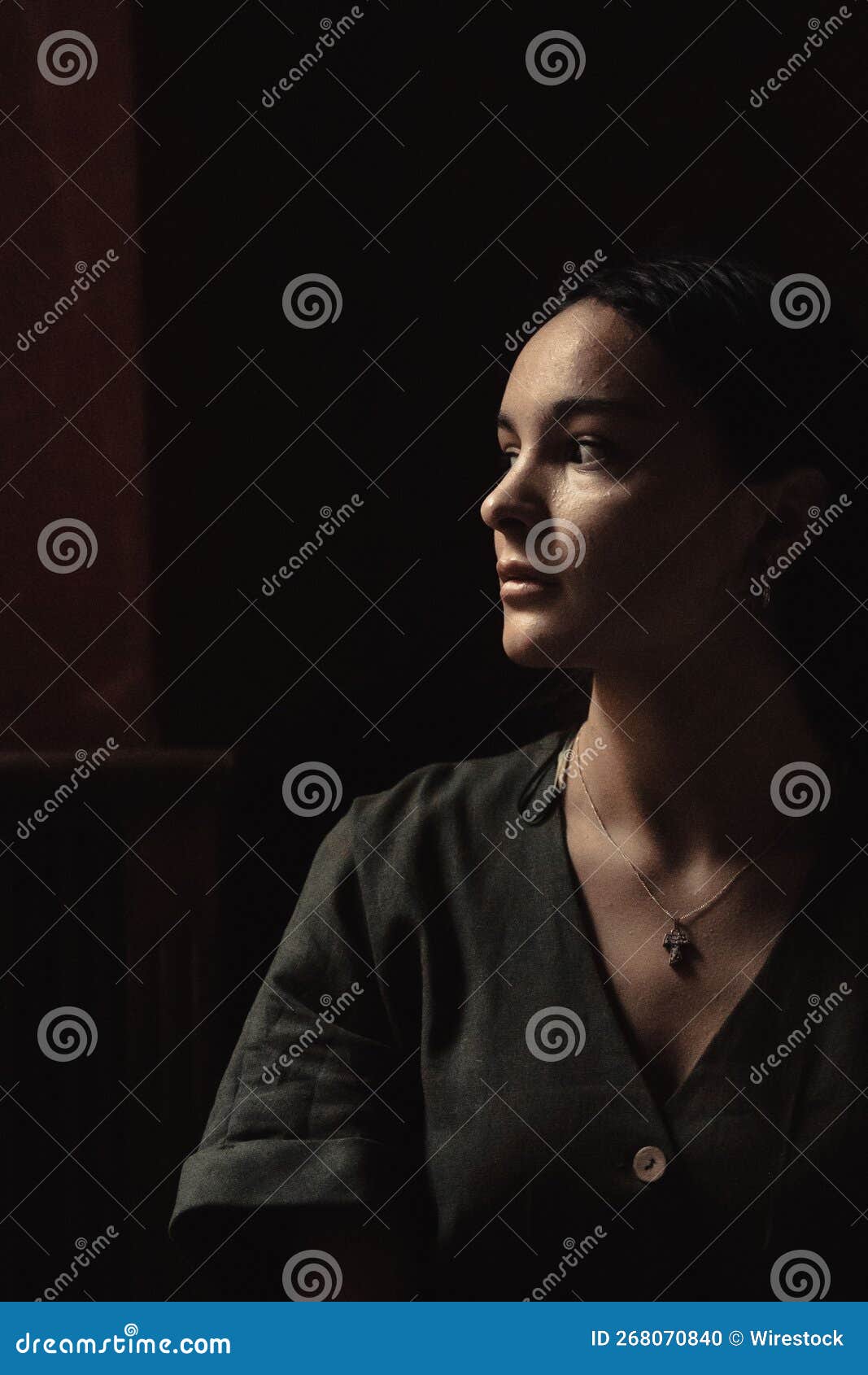 Beautiful Side View Portrait of an Attractive Female Stock Photo ...