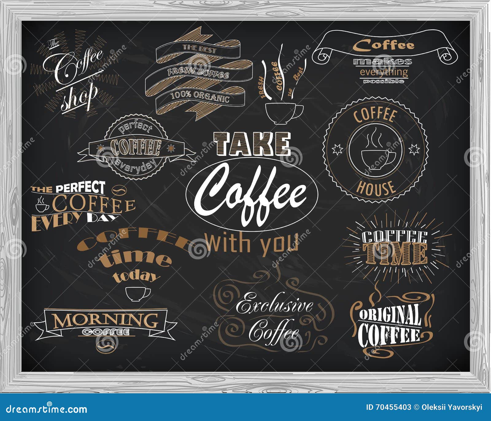 Beautiful Signboard Coffee with Inscriptions Stock Vector ...
