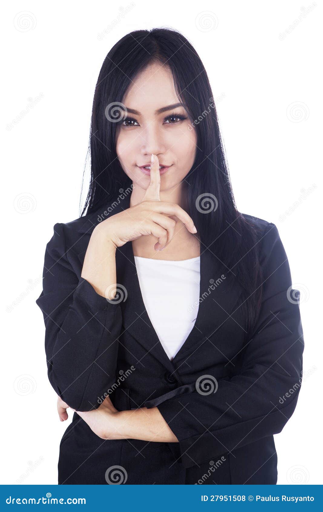 Beautiful Silence Expression Isolated in White Stock Photo - Image of ...