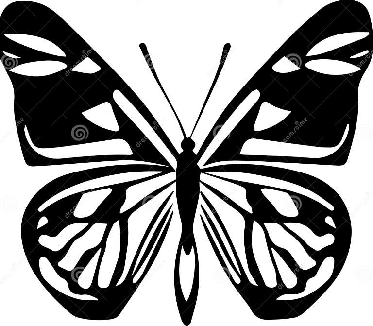 Beautiful Silhouette Of A Butterfly Isolated On White Background Stock