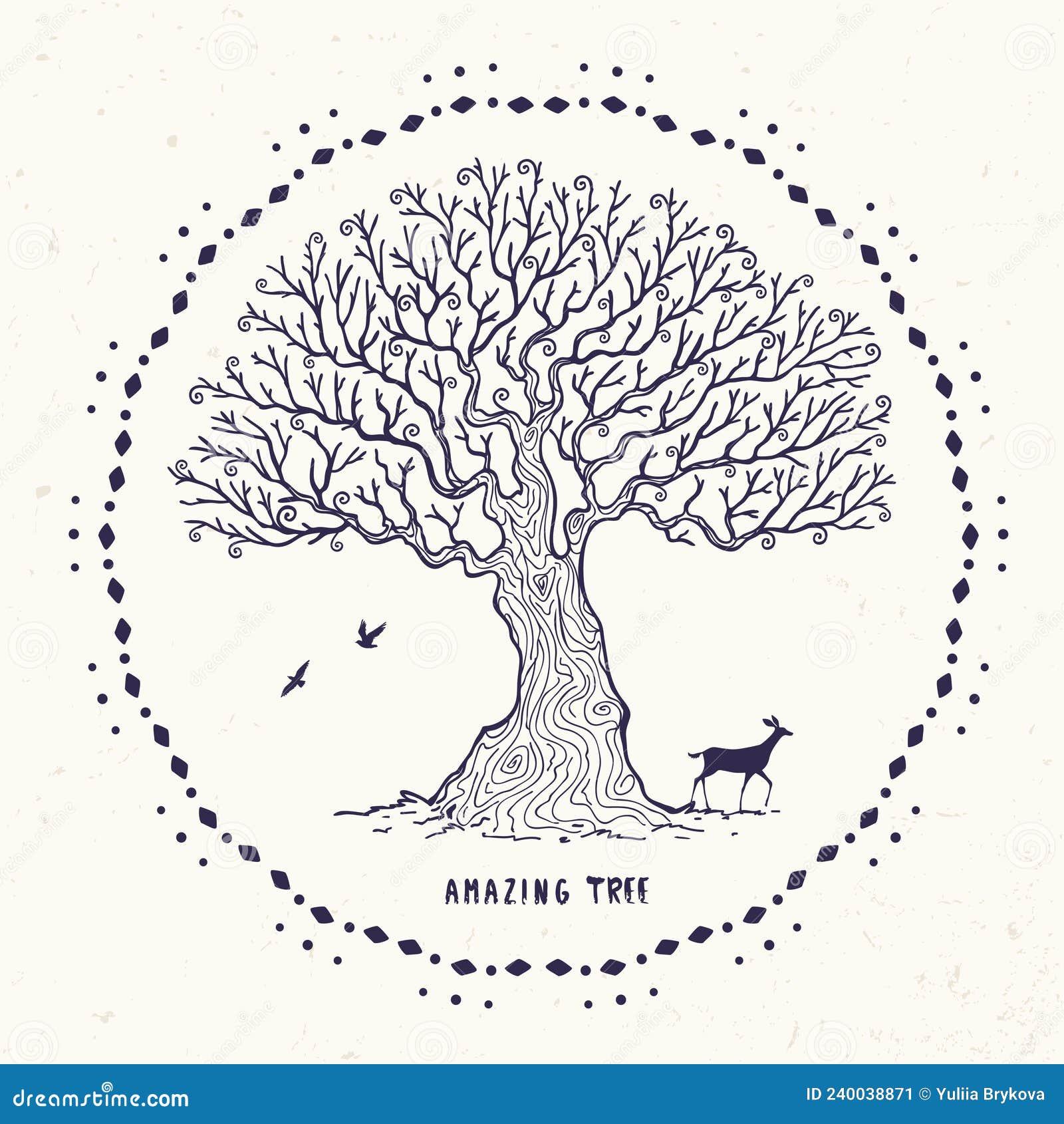 Amazing magic tree stock vector. Illustration of card - 240038871