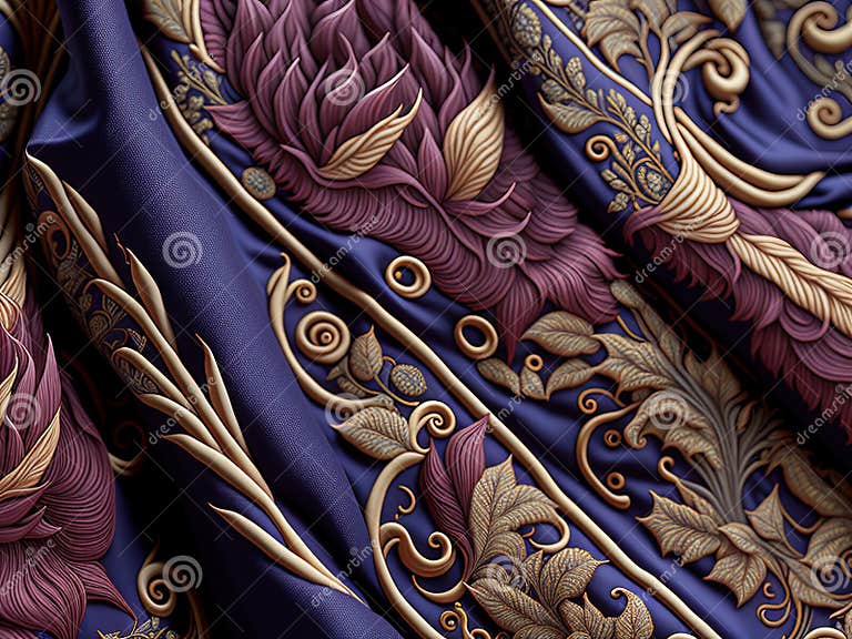 Beautiful Silk Fabric in the Form of a Pattern of the Flowers. Pattern ...
