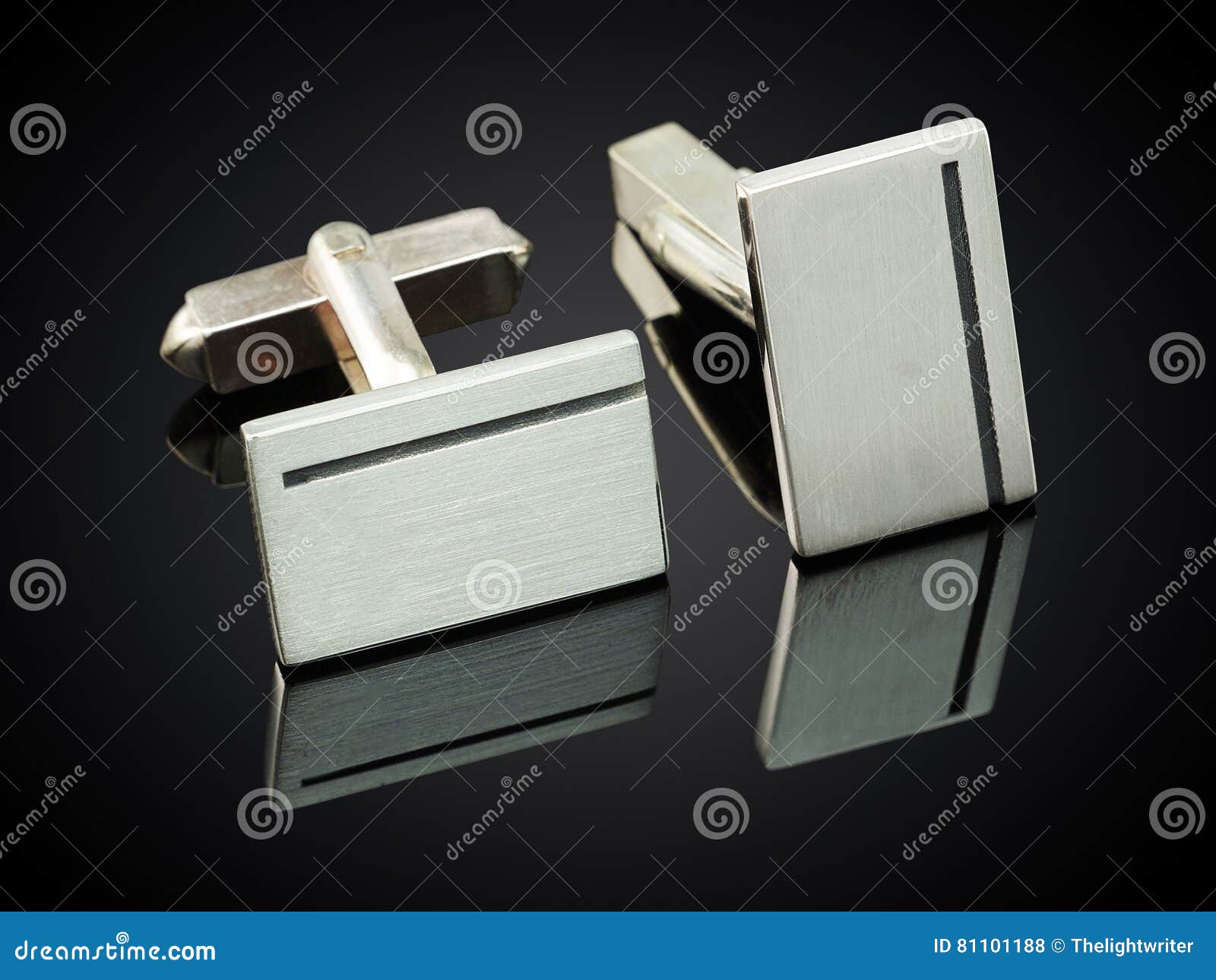 Beautiful Silver Cufflinks on Black Background Stock Photo - Image of ...