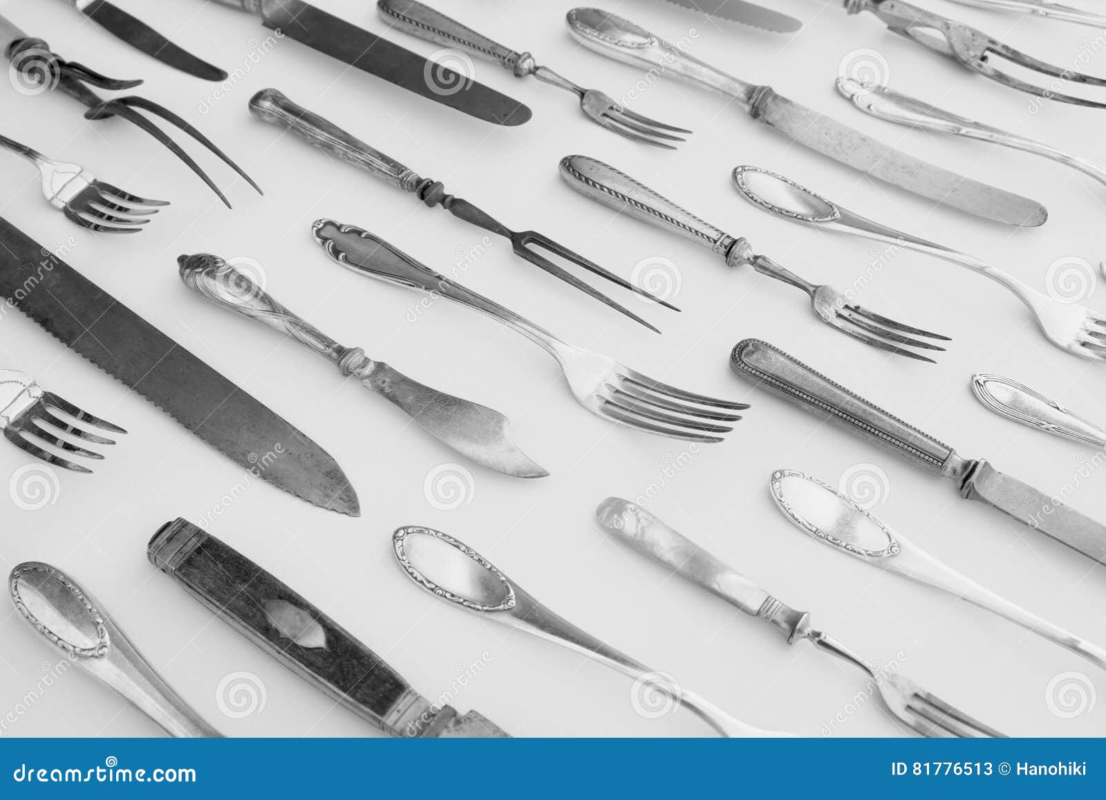 Beautiful Silver Cutlery - Vintage Flatware Isolated on White Ba Stock ...