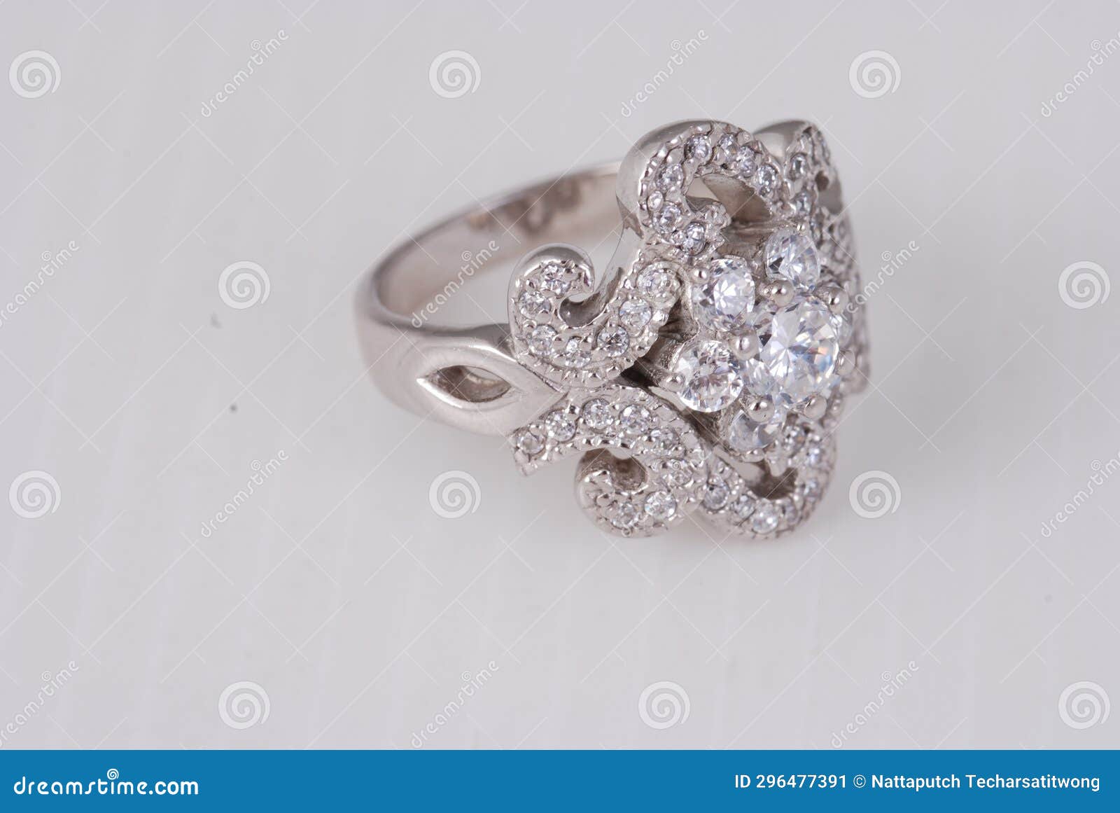 Beautiful Silver Ring Isolated on White Stock Image - Image of jewelry ...