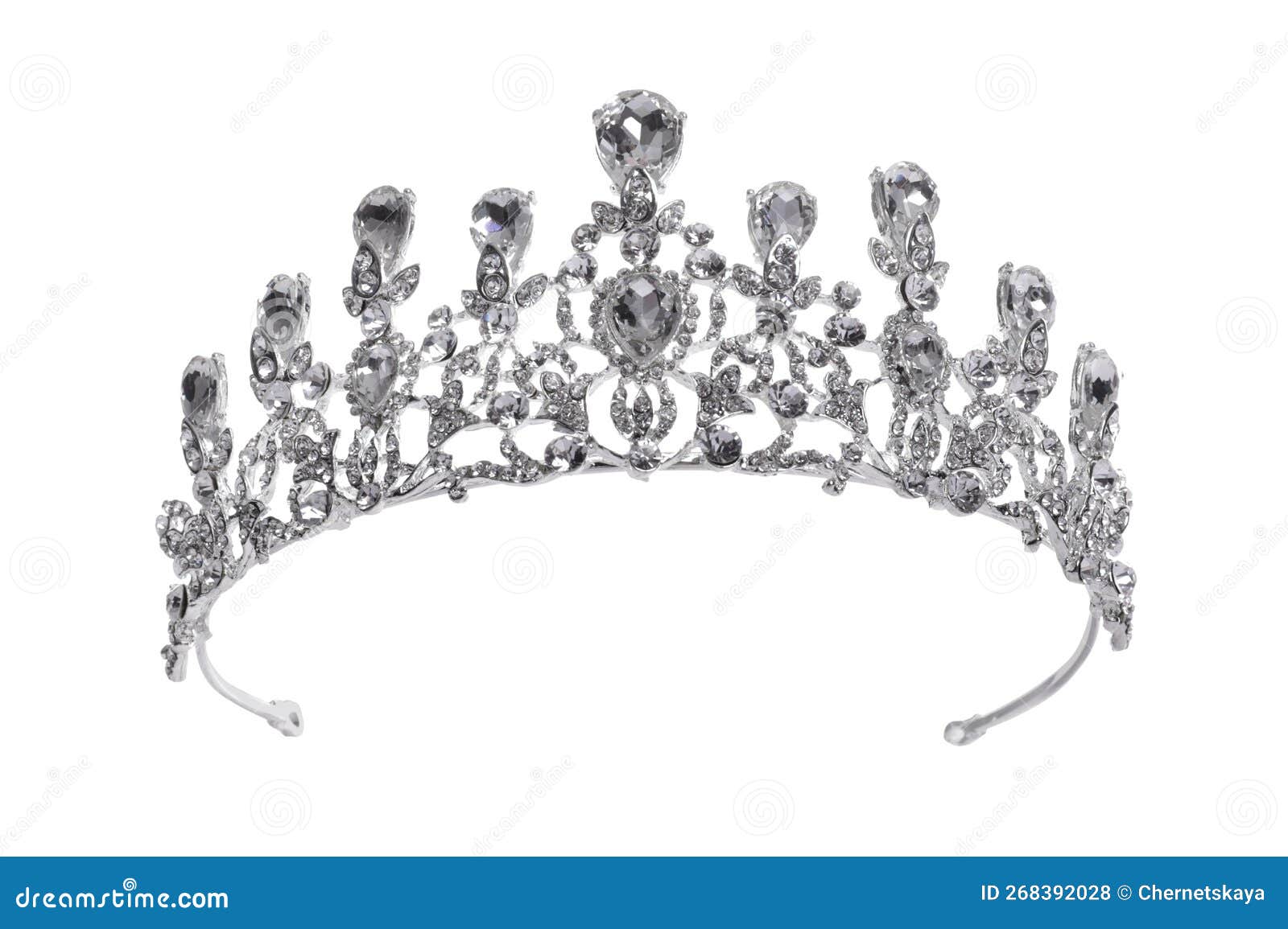 Beautiful Silver Tiara with Diamonds Isolated on White Stock ...