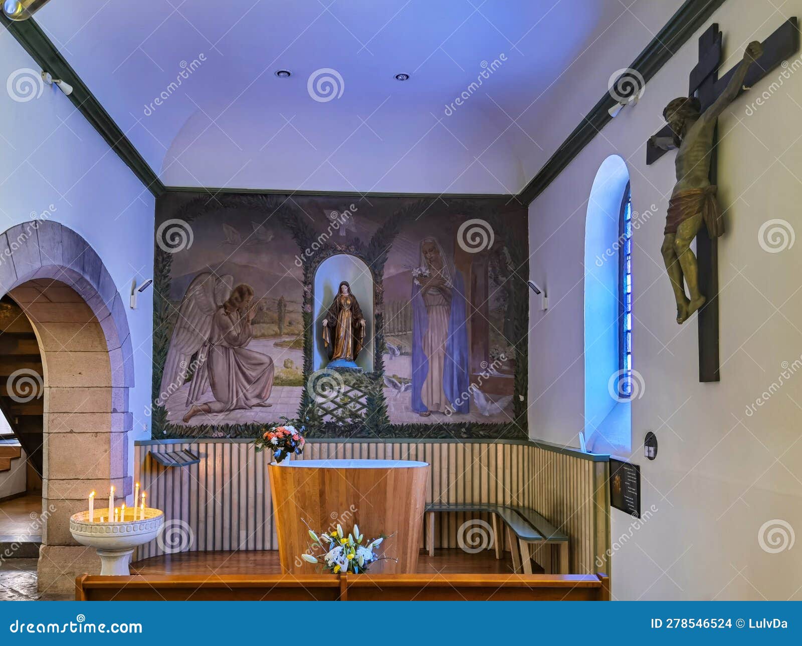 The Beautiful and Simple Chapel Altar Stock Photo - Image of building ...
