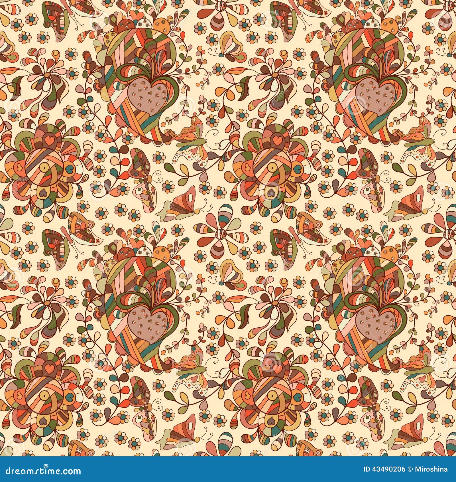 Beautiful Simple Flowers Seamless Pattern Stock Vector - Illustration ...