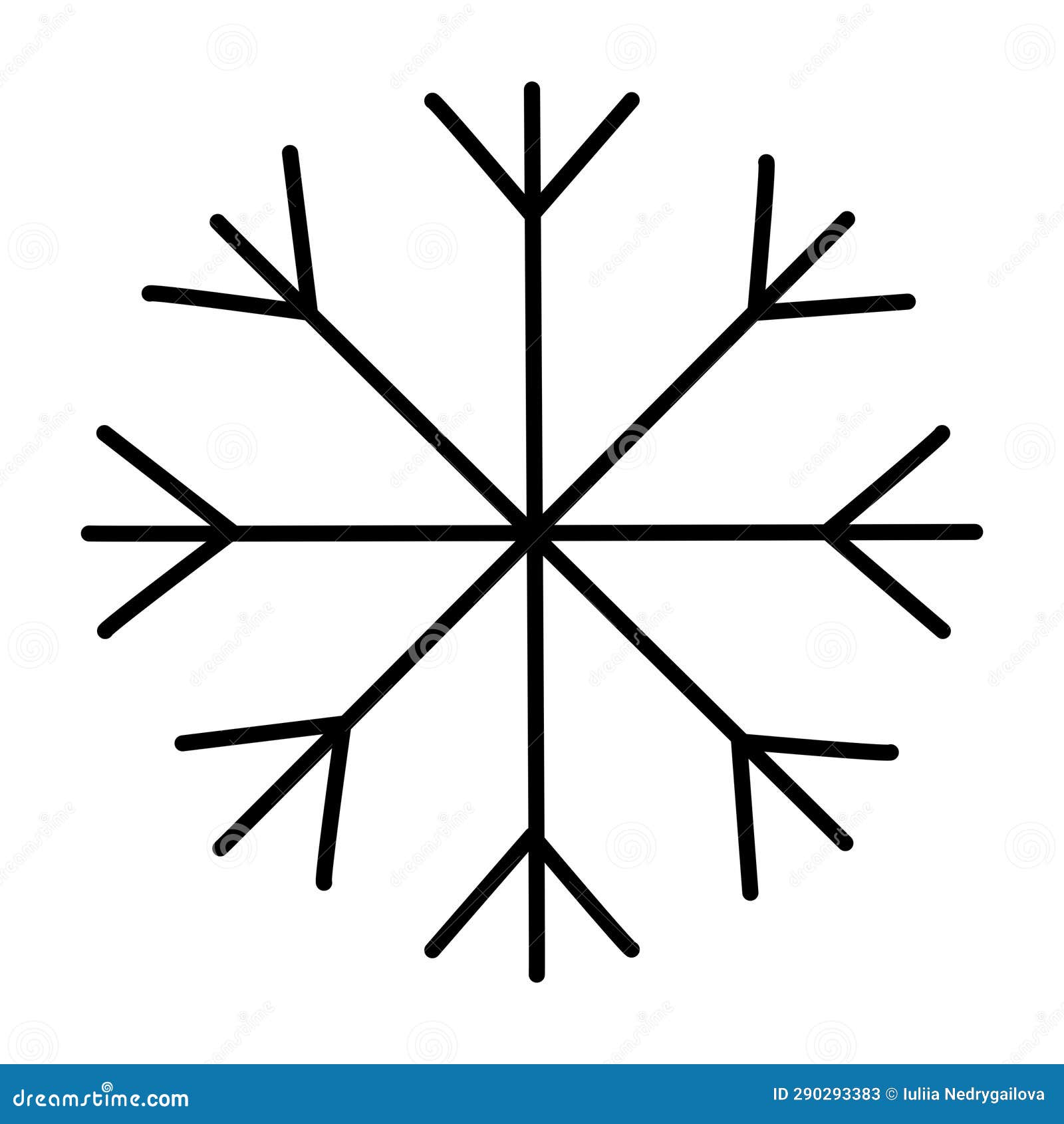 Beautiful Simple Snowflake, Doodle Style Flat Vector Outline Stock ...