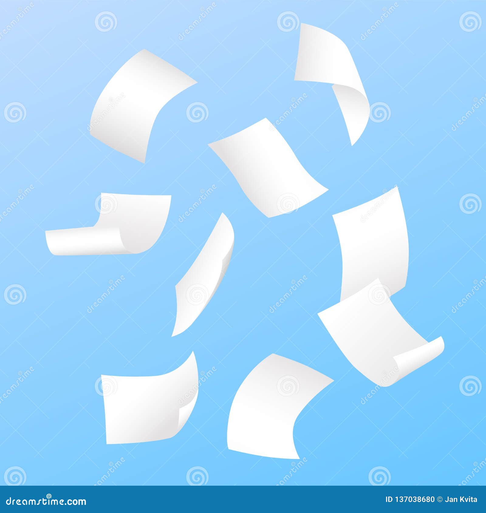 Flying Blank Papers Isolated On Transparent Background Vector ...