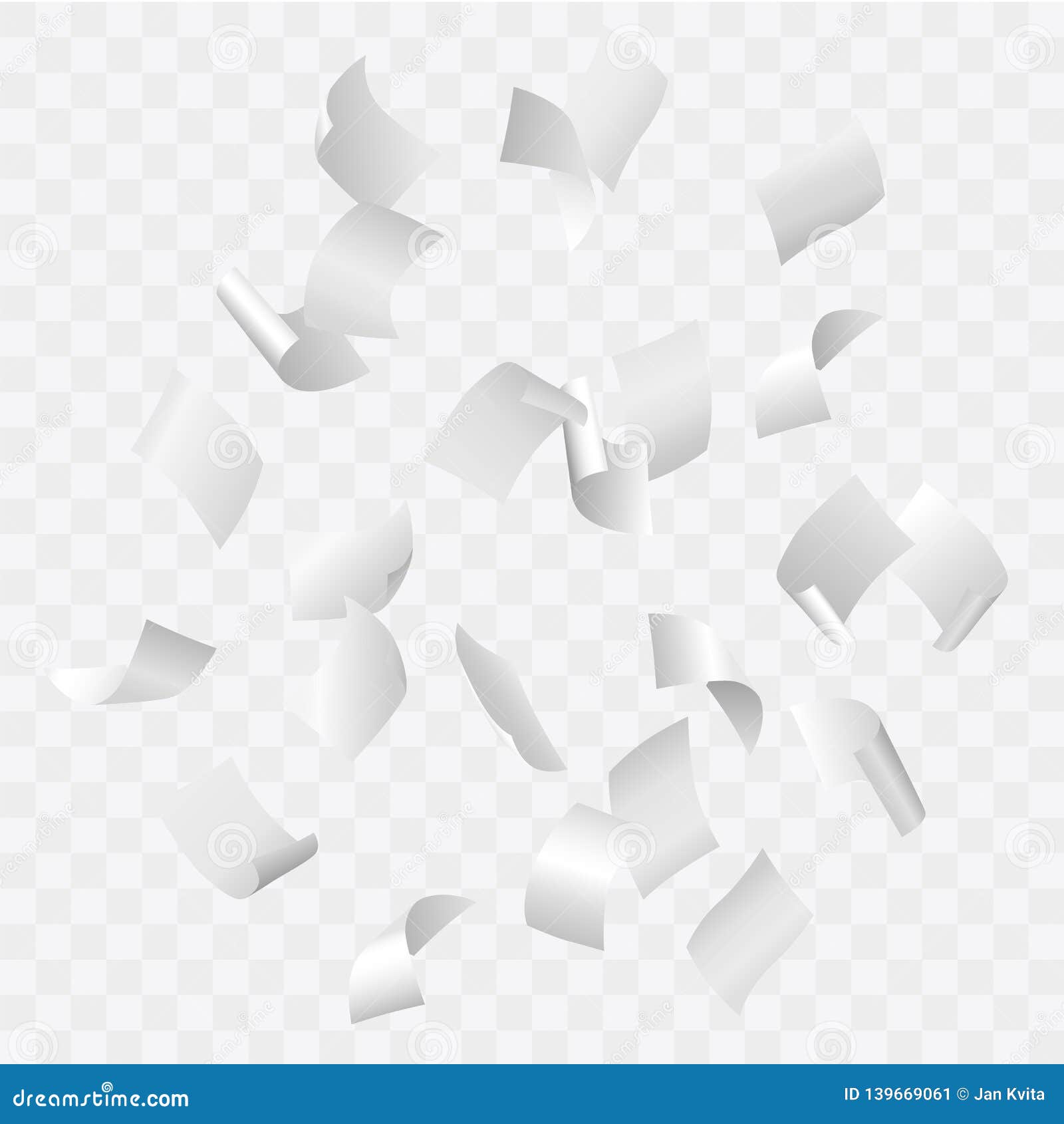Beautiful Simple Vector of Flying Blank White Papers on Transparent ...