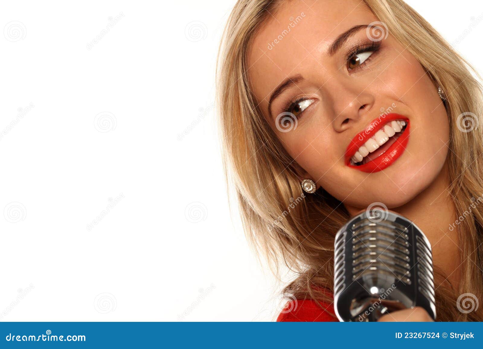 Beautiful Singer with Microphone Stock Photo - Image of person, audio ...