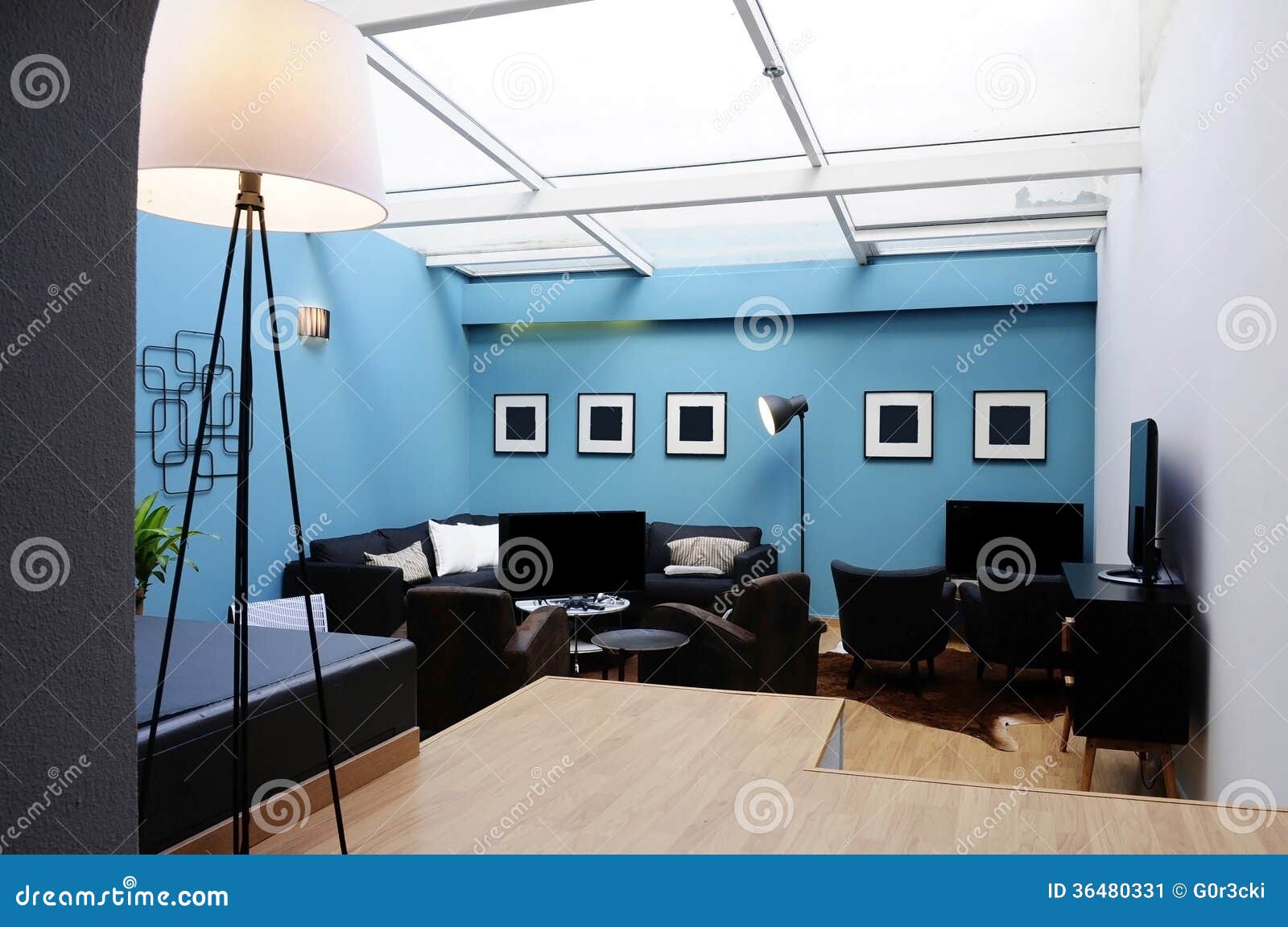 Glass Ceiling, Sitting Area with Sunny Day Light, Skylight Stock Image ...