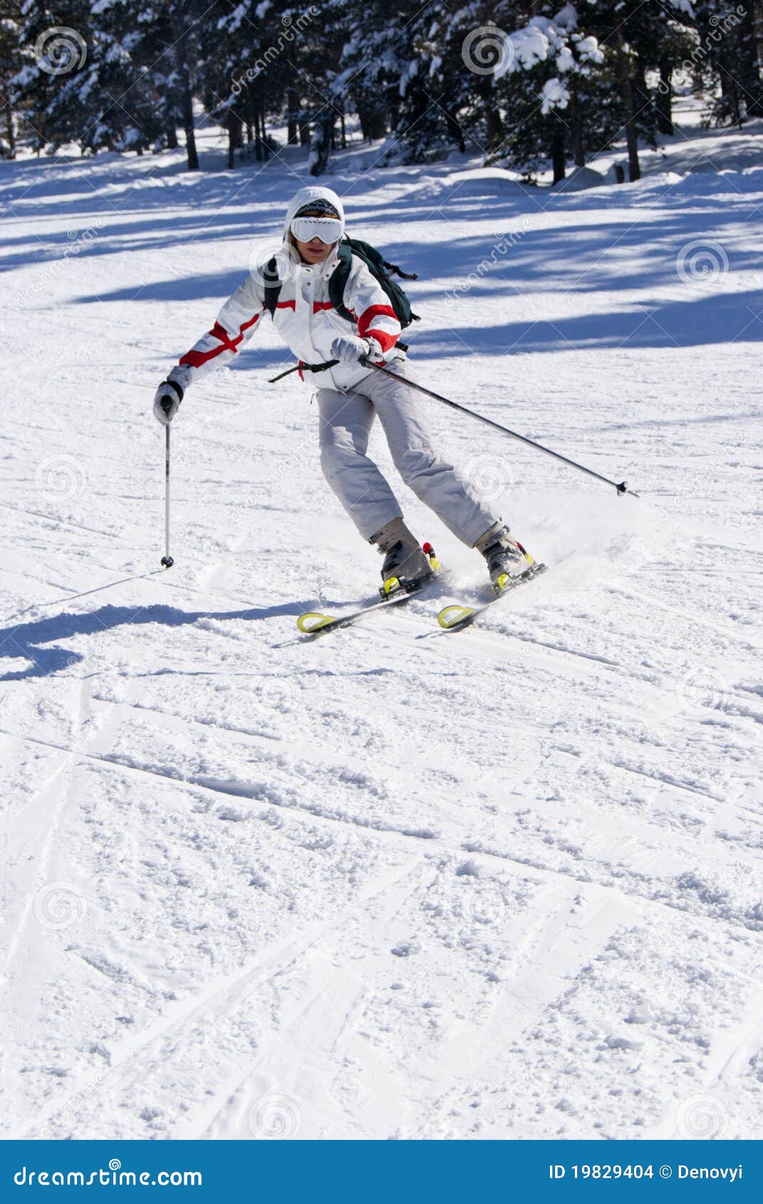 Beautiful Skier Skiing on the Slope Stock Photo - Image of skier ...