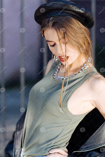 Beautiful Skinny Dark Haired Model Showing Her Poses For Photo Session