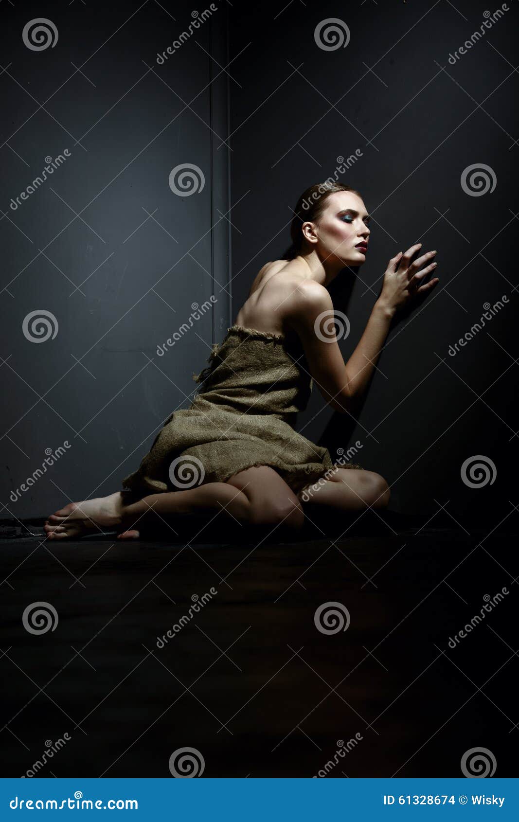 Beautiful Skinny Model in Rags Posing As Prisoner Stock Photo - Image ...